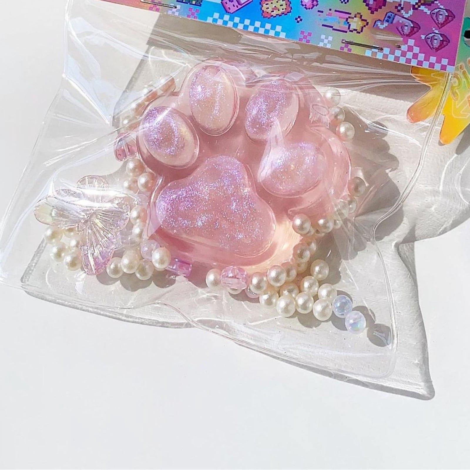 Handmade Small Cat Paw Squishies for Stress Relief, Kawaii Transparent ...