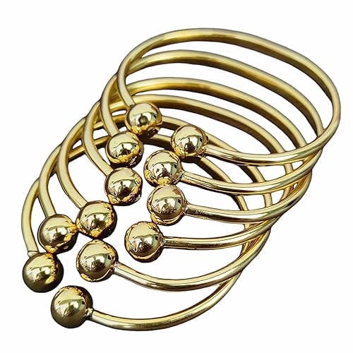 Handmade Solid Brass Bangles, Set of 4, Adjustable Chunky Stackable ...