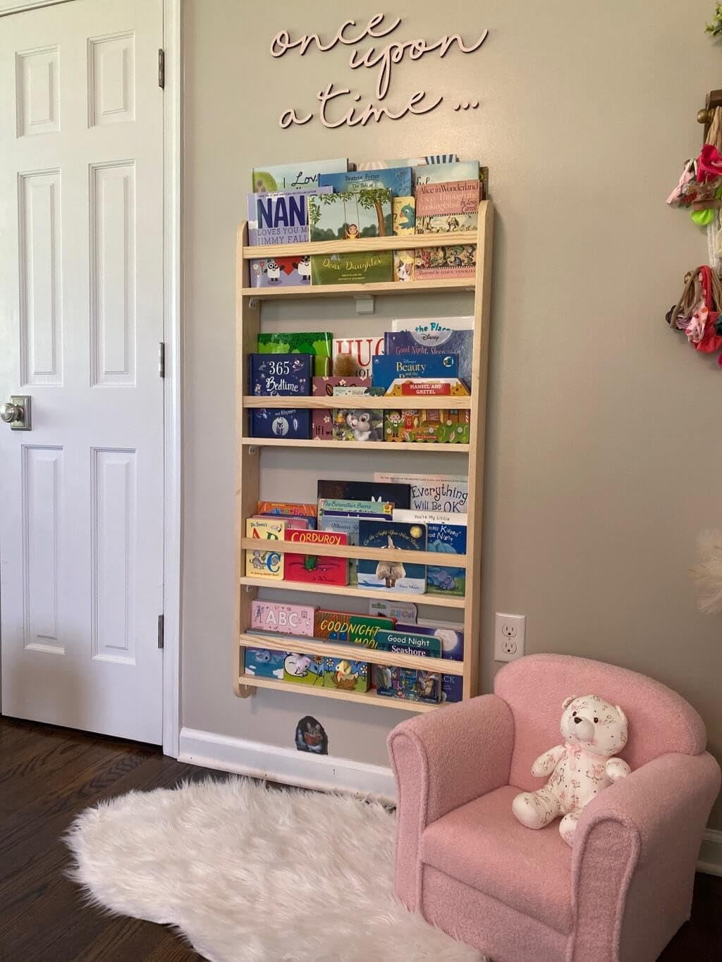 Handmade Solidwood Wall Mounted Montessori Kids Bookshelf 4 Tier Book ...