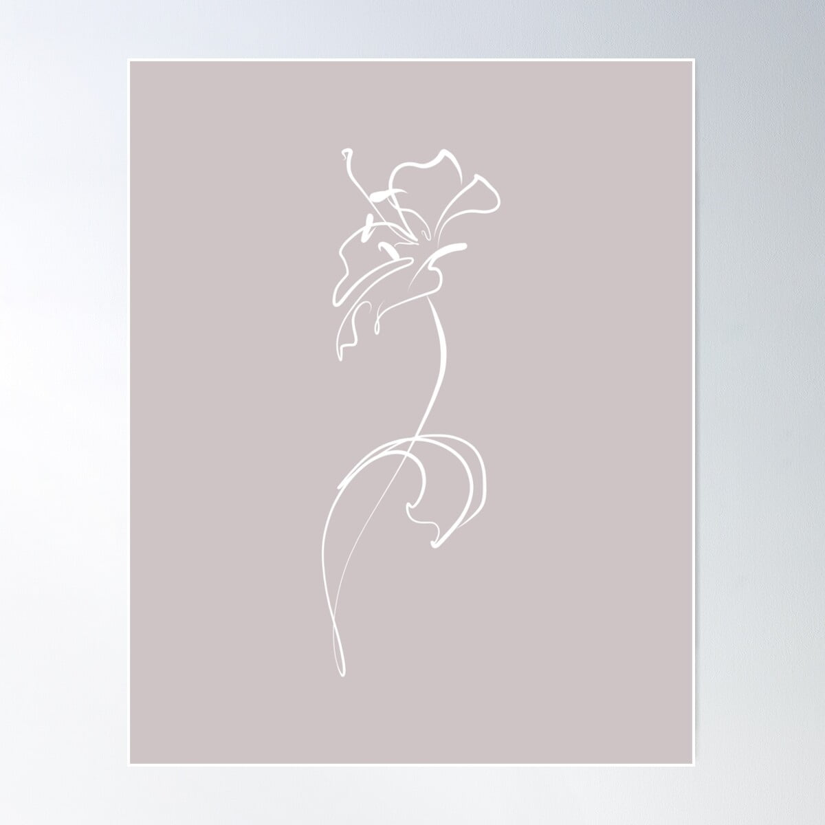 Handmade Spring Line Art Flower, Set Of 3, Soft Blue, Green, Pink, Boho Style, Botanical, Wall ...