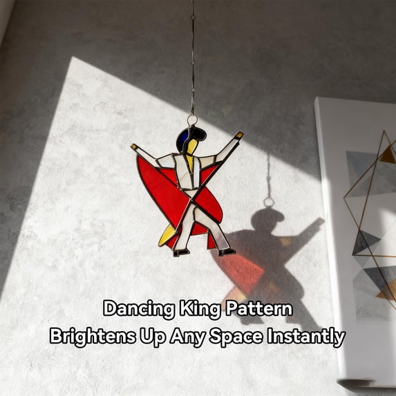 Handmade Stained Glass Spinner Featuring Elvis and Dancing King Design ...