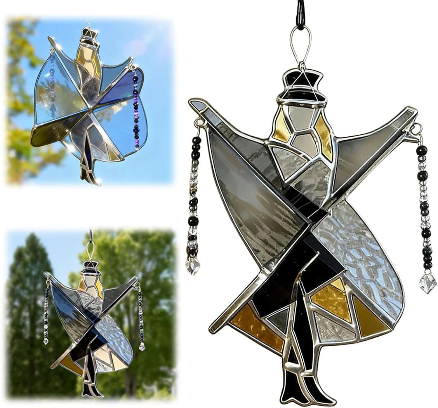 Handmade Stained Glass Spinner, Memphis Melody Spinner, Colorful Wind ...