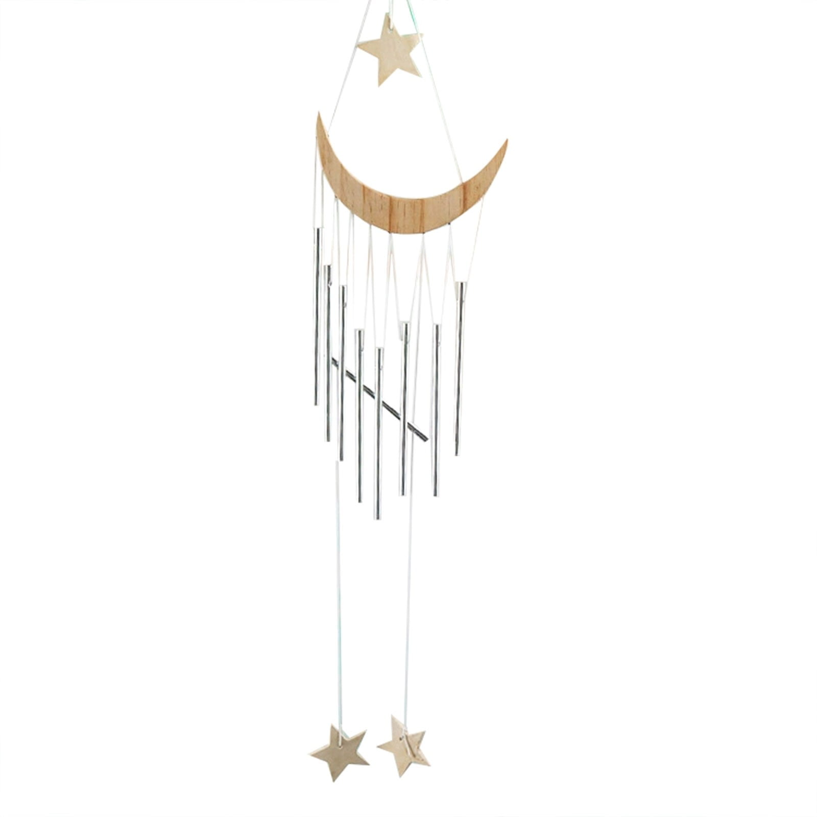 Handmade Star Moon Wind Chime - Metal/Wood Material, Soothing Sound & Celestial Design, for Home ...