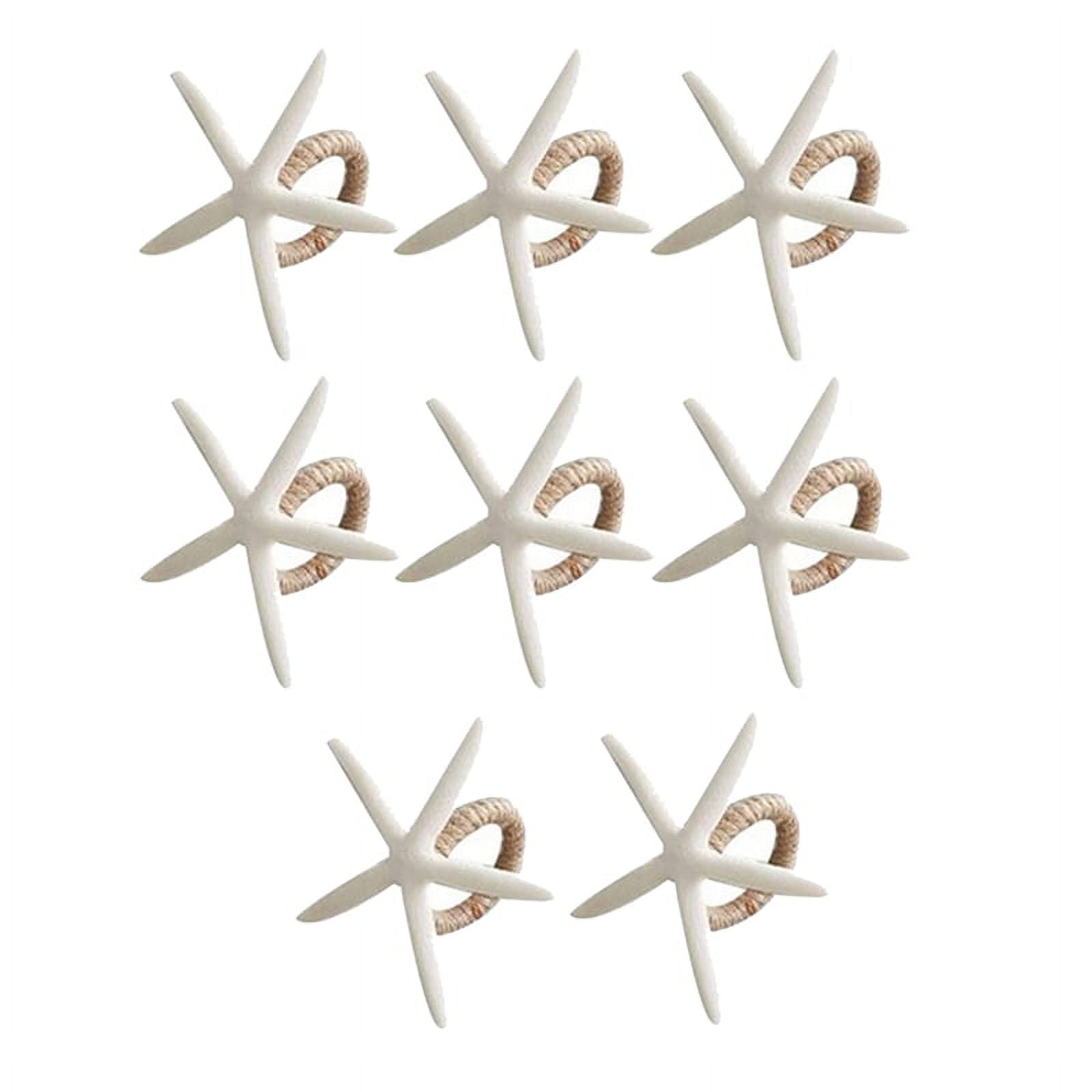 Handmade Starfish Napkin Rings Set of 8, White Faux Sea Star Napkin ...