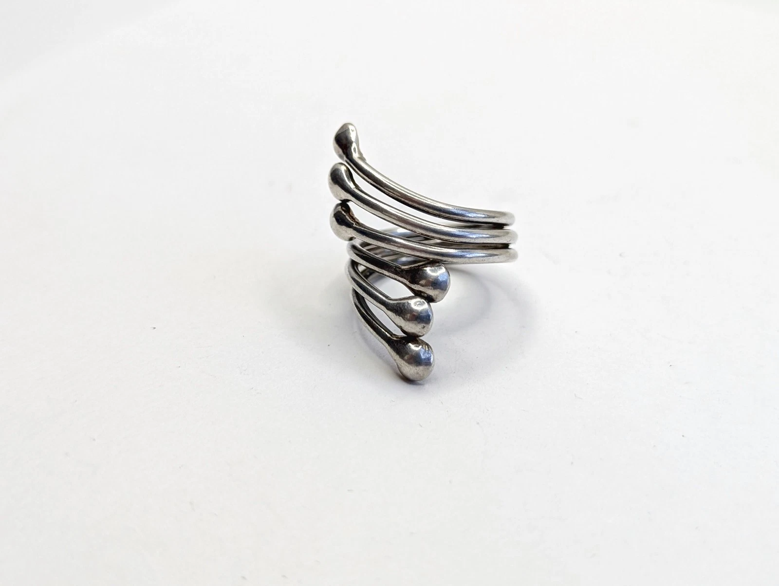Handmade Sterling Silver Triple Strand Bypass Wrap Ring Minimal Modern ...