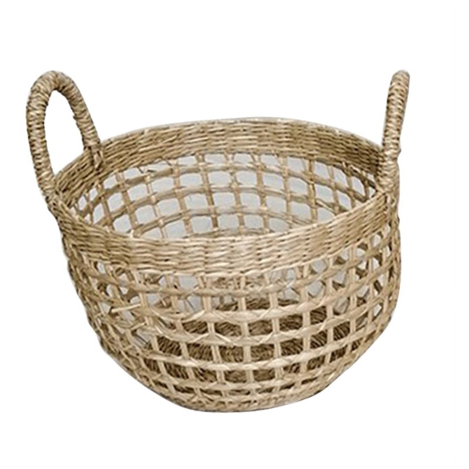 Handmade Storage Basket Natural Seaweed Woven Flowerpot Garden Flower ...