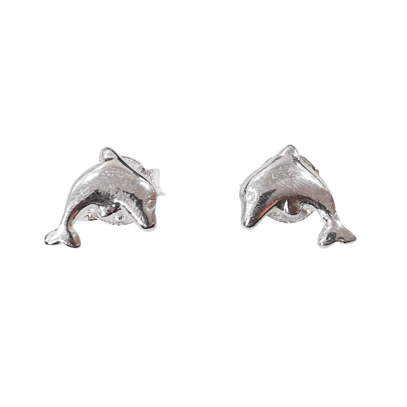 Handmade Stud Earrings Dolphin Design 925 Sterling Silver Lightweight ...