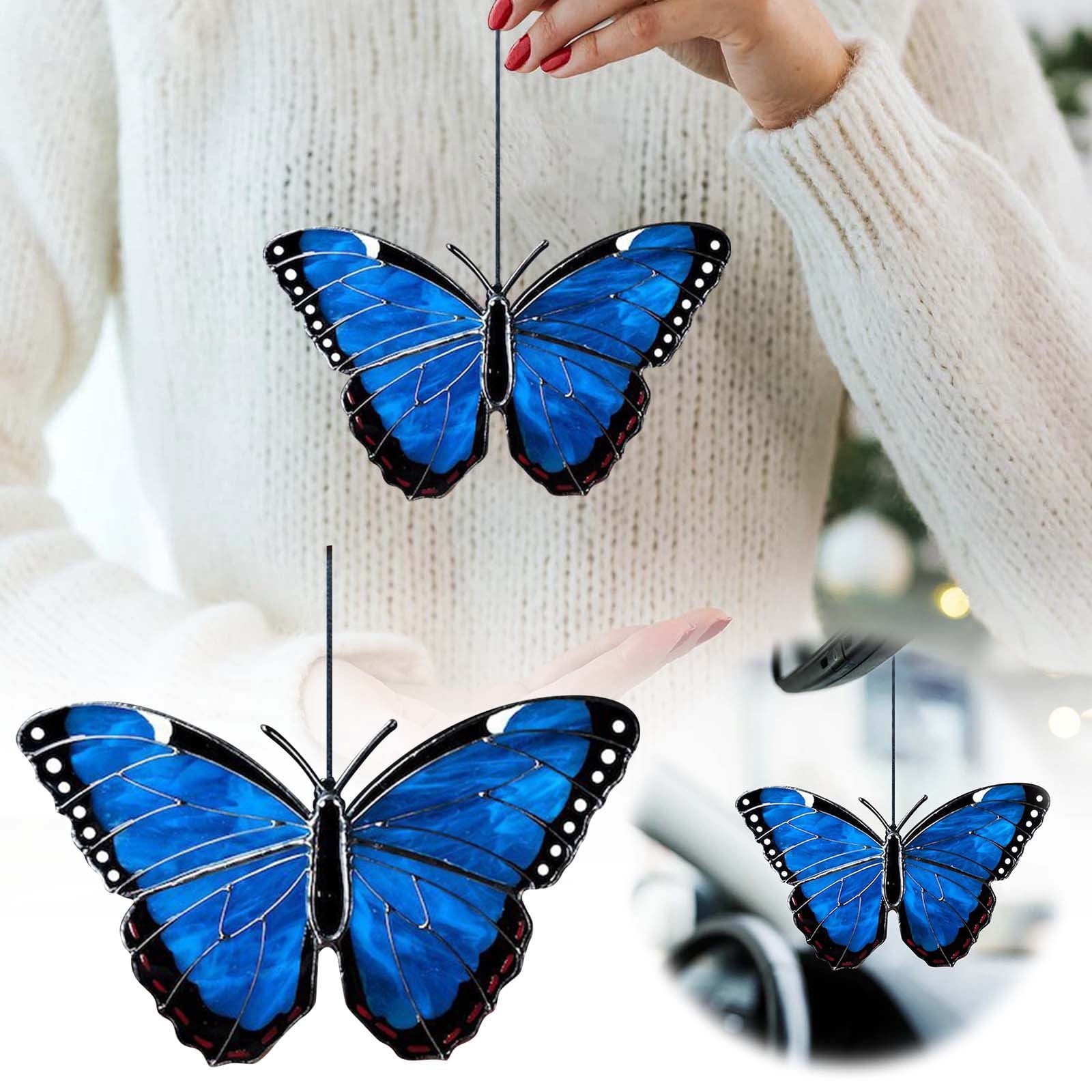 Handmade Sun Catchers Outdoor Garden Stained Glass Hanging Butterflies ...