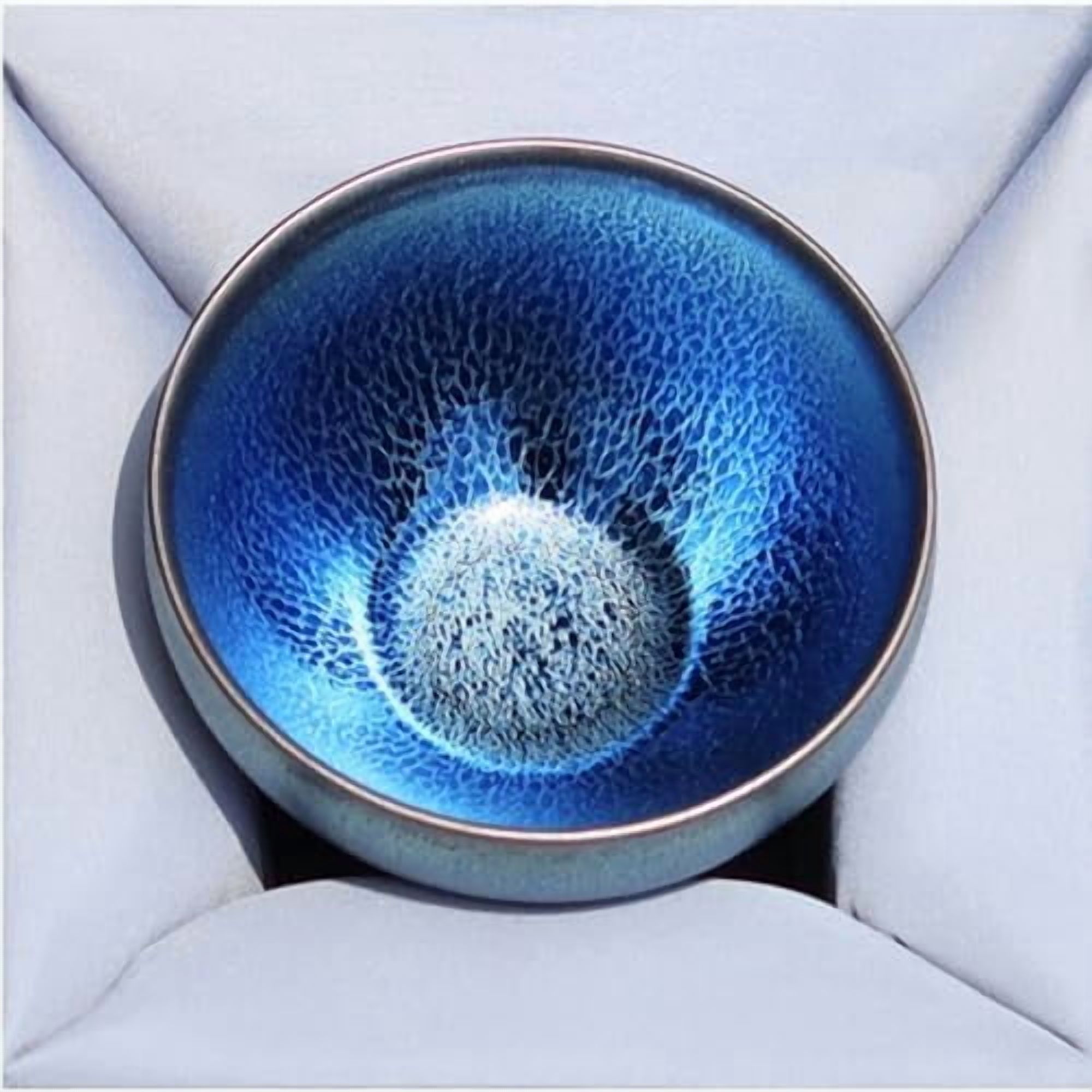 Handmade Tenmoku Tea Cups, 4.4oz /130ml Blue Tenmoku Glaze, Chinese ...