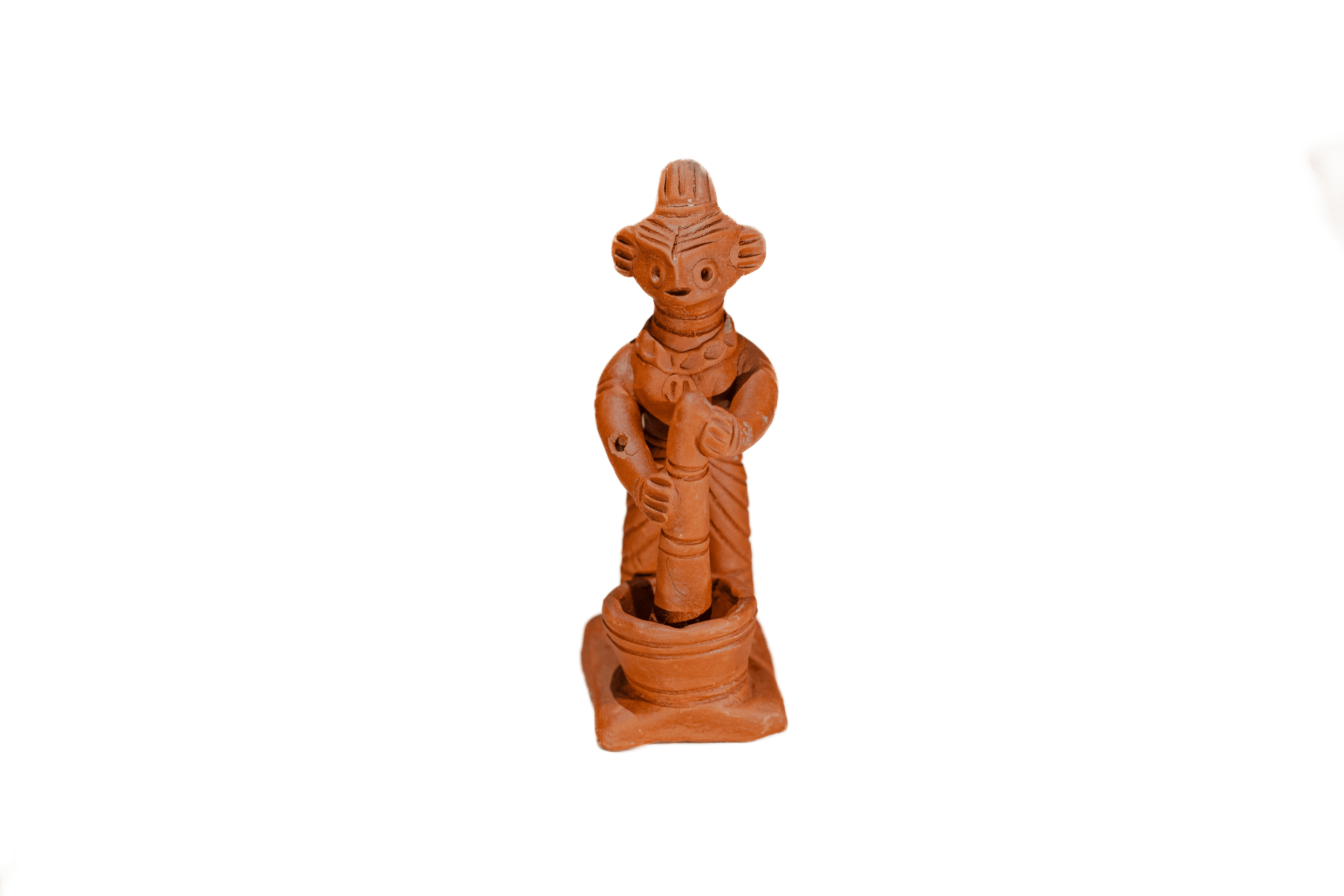 Handmade Tepa Putul Clay Doll with Mortar & Pestle - Terracotta Folk ...