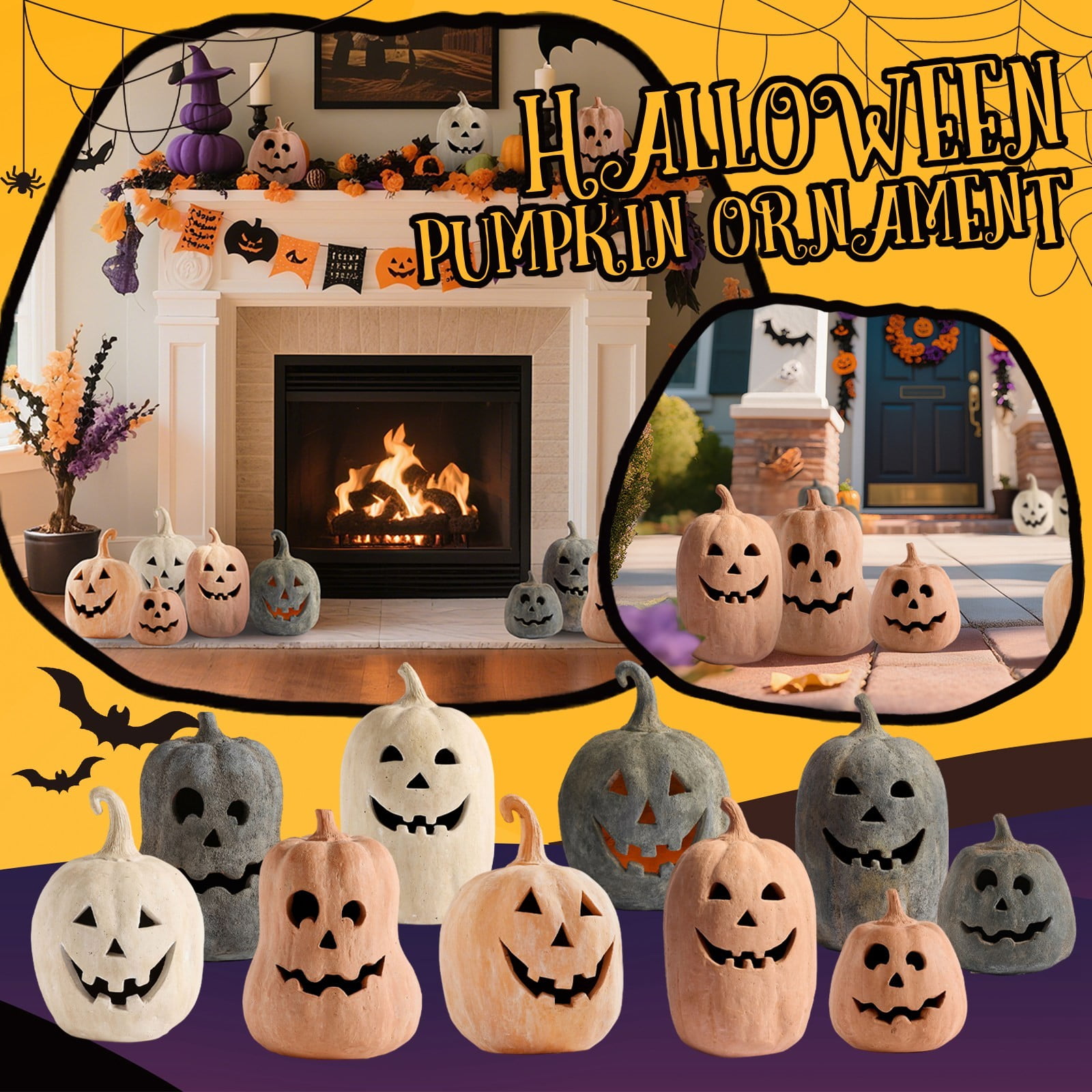 Handmade Terracotta Jack O' Lantern Halloween Pumpkins for Decorating ...
