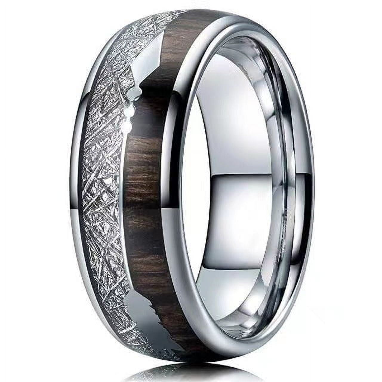 Handmade Titanium Steel Ring with Velvet Black Sandalwood Inlay - Metal ...