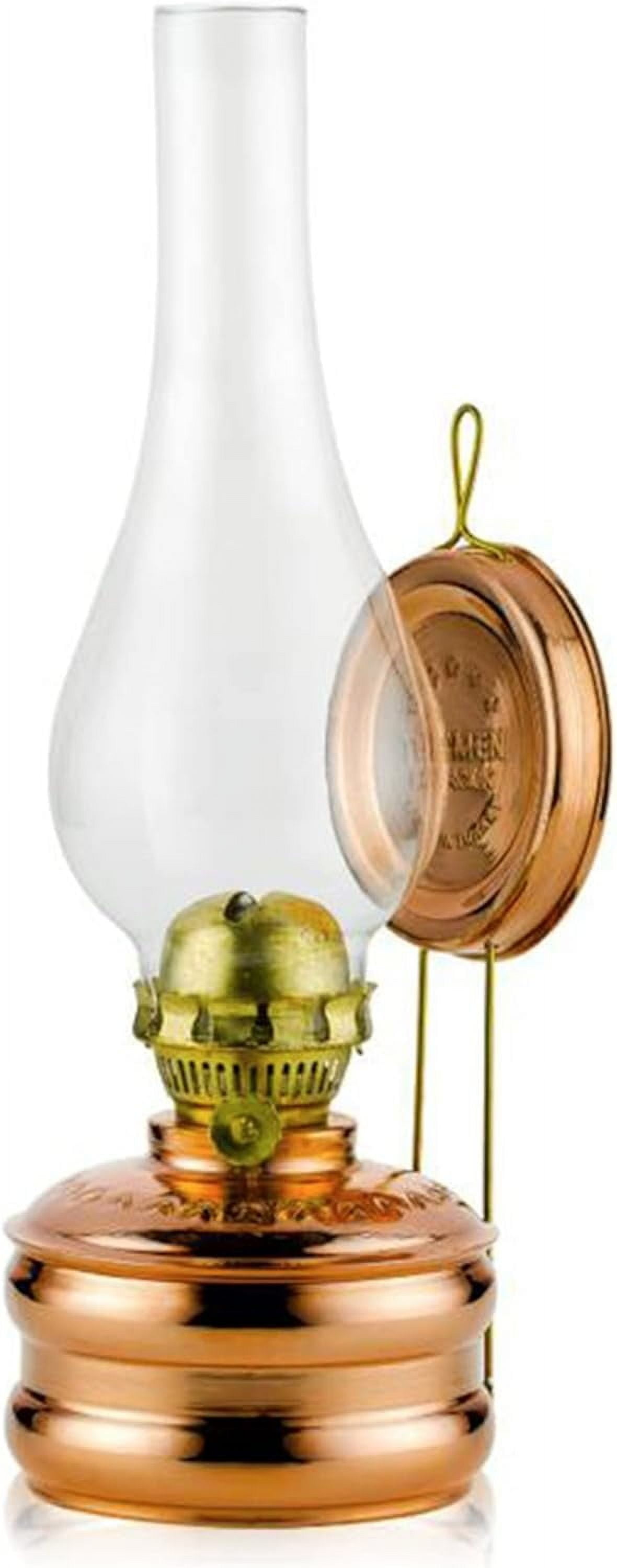 Handmade Traditional Copper Oil Lamp with Glass Chimney, Vintage ...