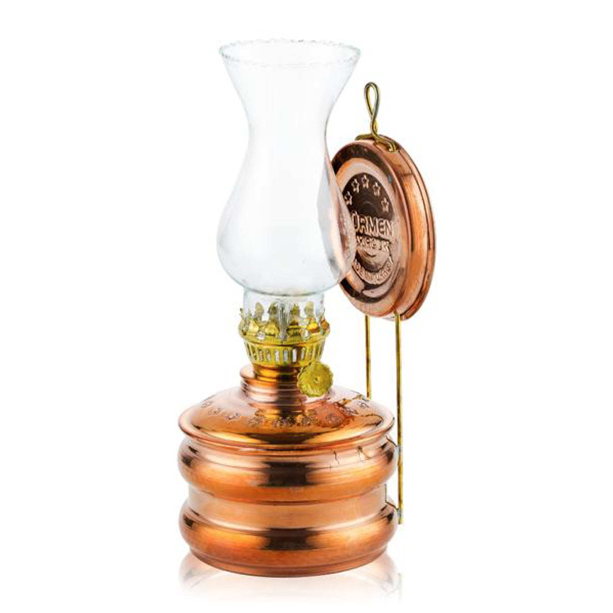 Handmade Traditional Copper Oil Lamp with Glass Chimney, Vintage ...