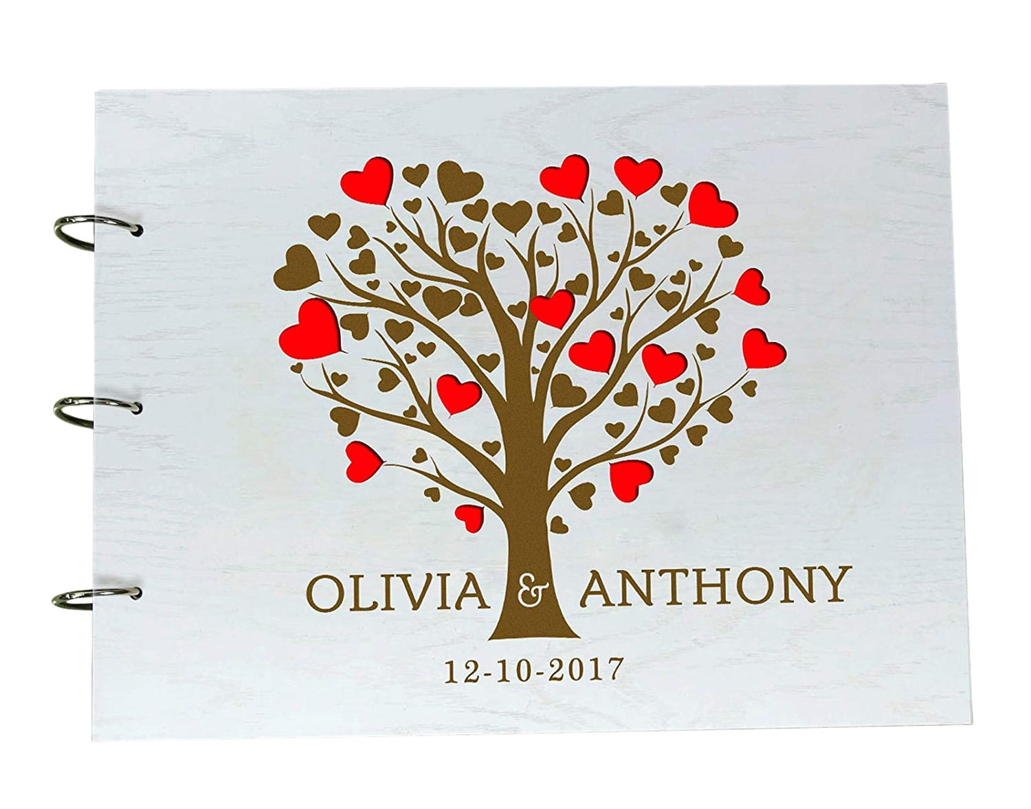 Handmade Tree Design Personalised Wedding Scrapbook Wood Engraved Bride ...