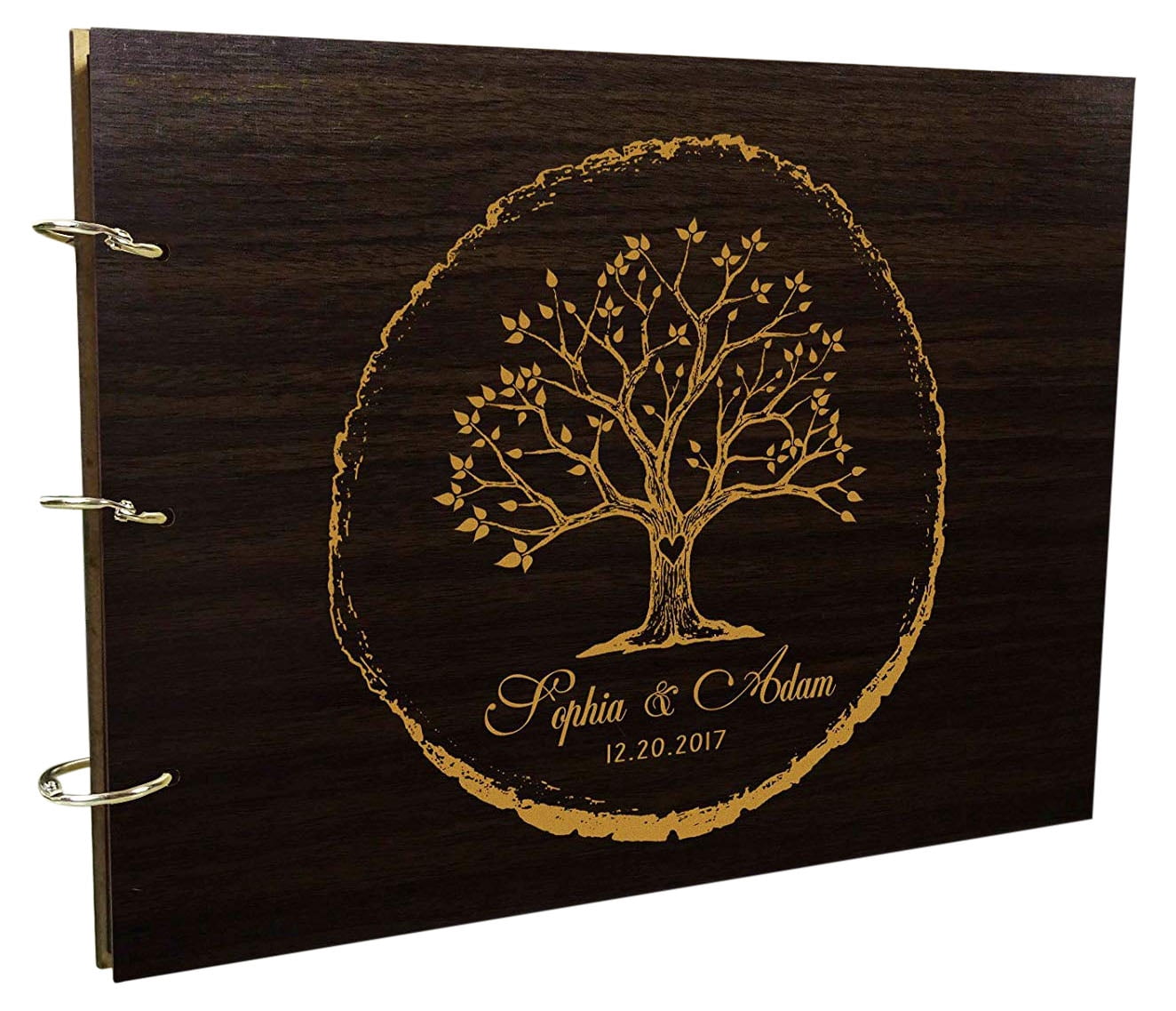 Handmade Tree Design Personalised Wooden Guest Book Rustic Wedding Wood ...