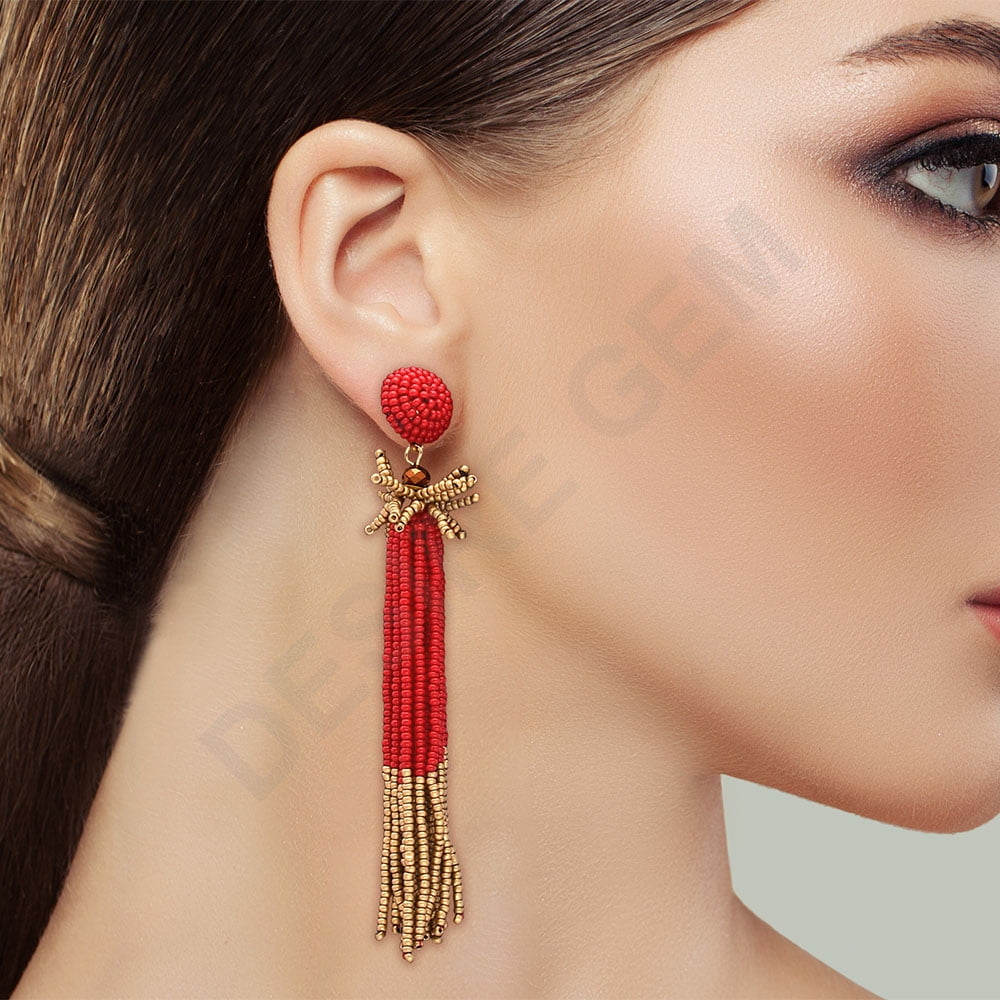 Handmade Trendy Colorful Beaded Earrings, Dangle Fashion Earrings for ...