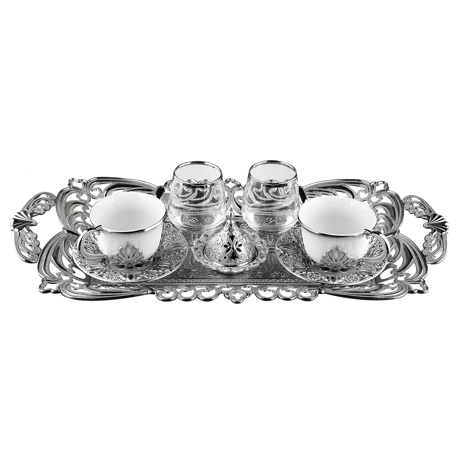 Handmade Turkish Coffee Cup Set of 2 with Glasses, Saucers, Cup Holders ...