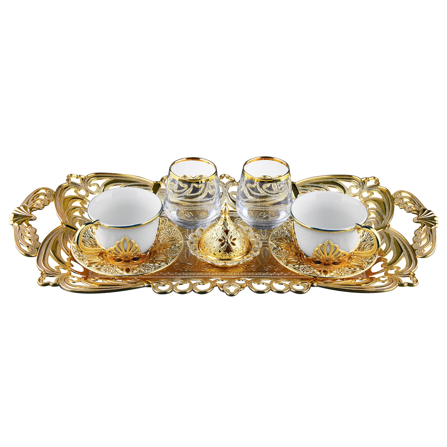 Handmade Turkish Coffee Cup Set of 2 with Glasses, Saucers, Cup Holders ...