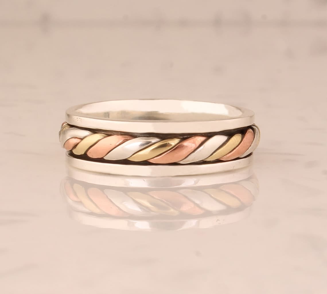 Handmade Twisted Sterling Silver Spinner Ring – 925 Stamped Anxiety ...