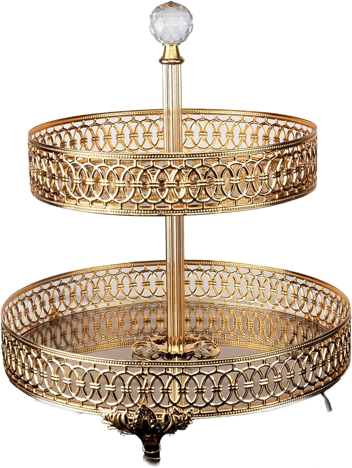 Handmade Two Tier Mirrored Tray for Dessert Table, Fancy Round Jewelry ...