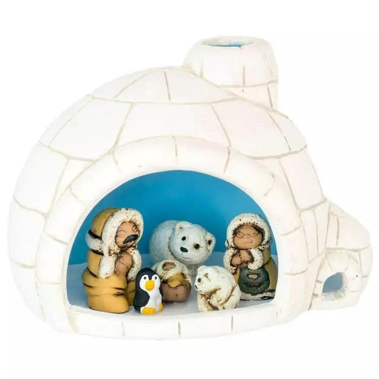 Handmade Unique Unusual Igloo Ceramic Eskimo Nativity 4" - Walmart.com