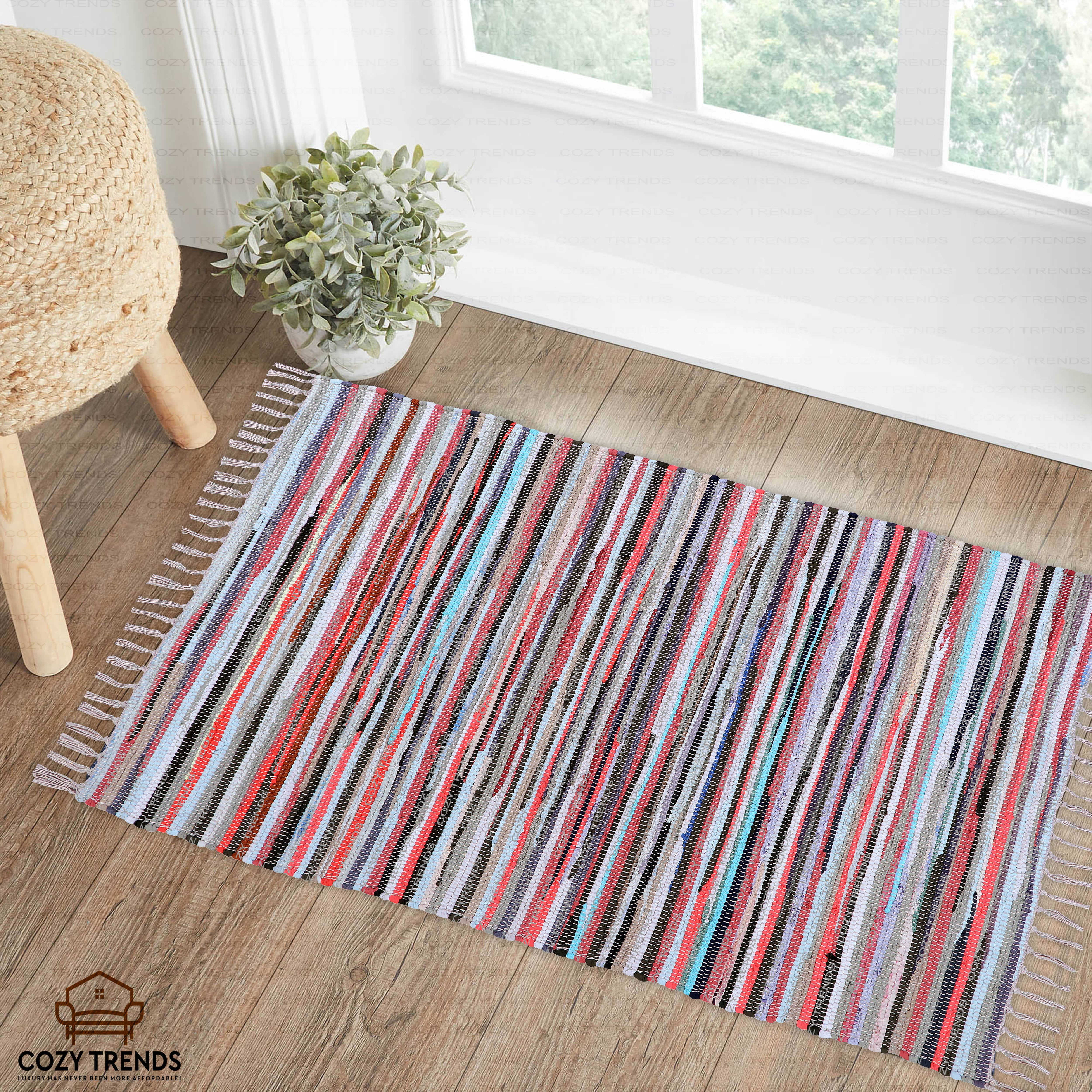 Handmade Upcycled Braided Natural Cotton Small Rag Rug Chindi ...