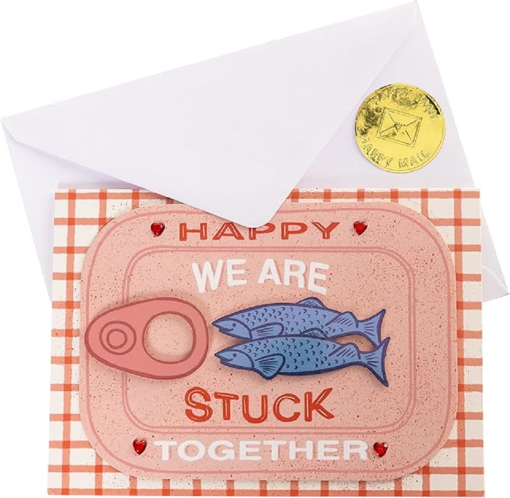 Graphique Handmade Valentine’s Card, Stuck Together Sardines, Romantic ...
