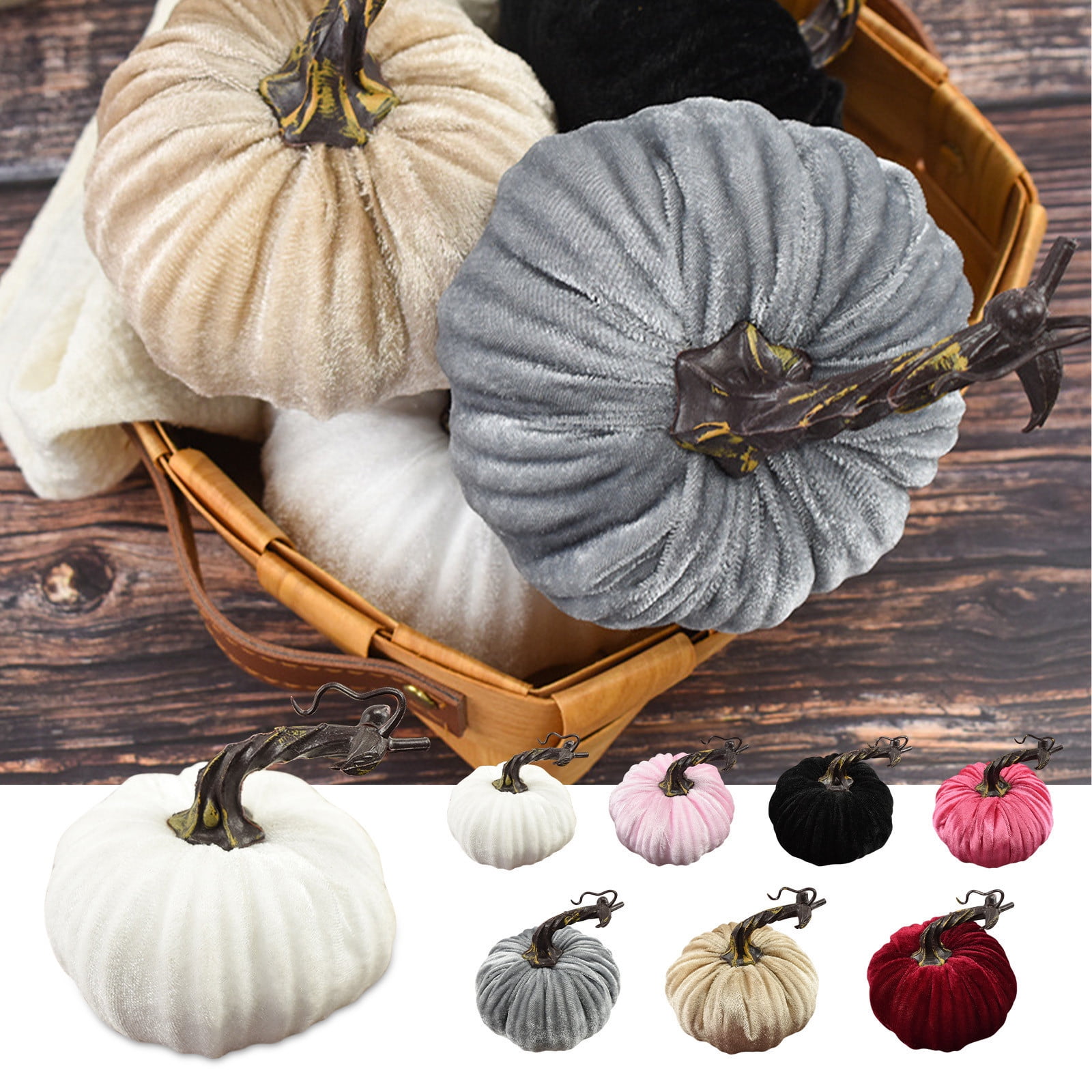 Handmade Velvet Pumpkins, Artificial Pumpkin Home Decoration for ...