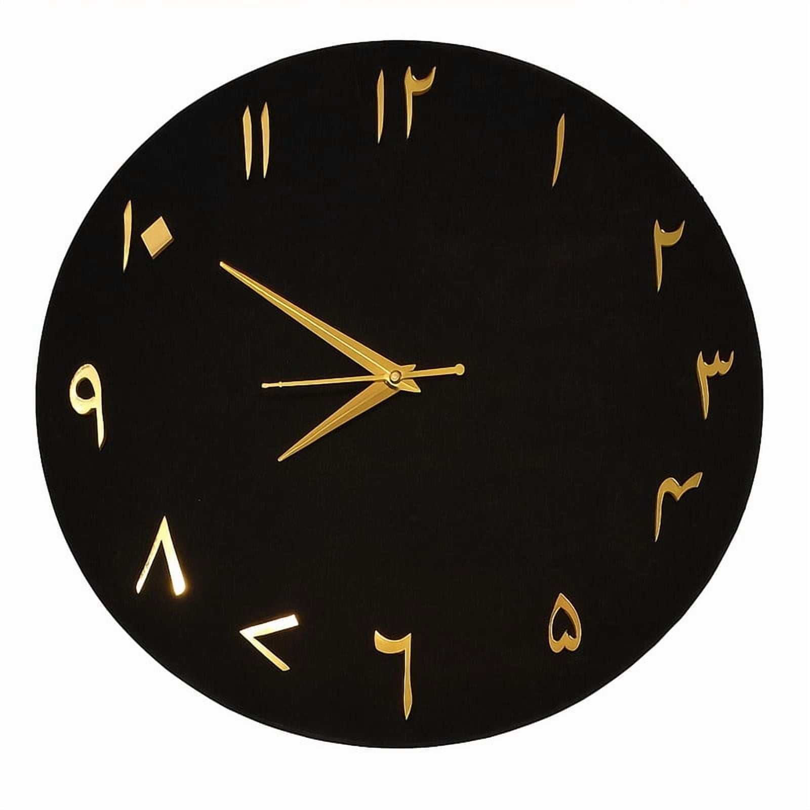 Handmade Wall Clock with Golden Arabic Numerals –Modern Islamic Home ...
