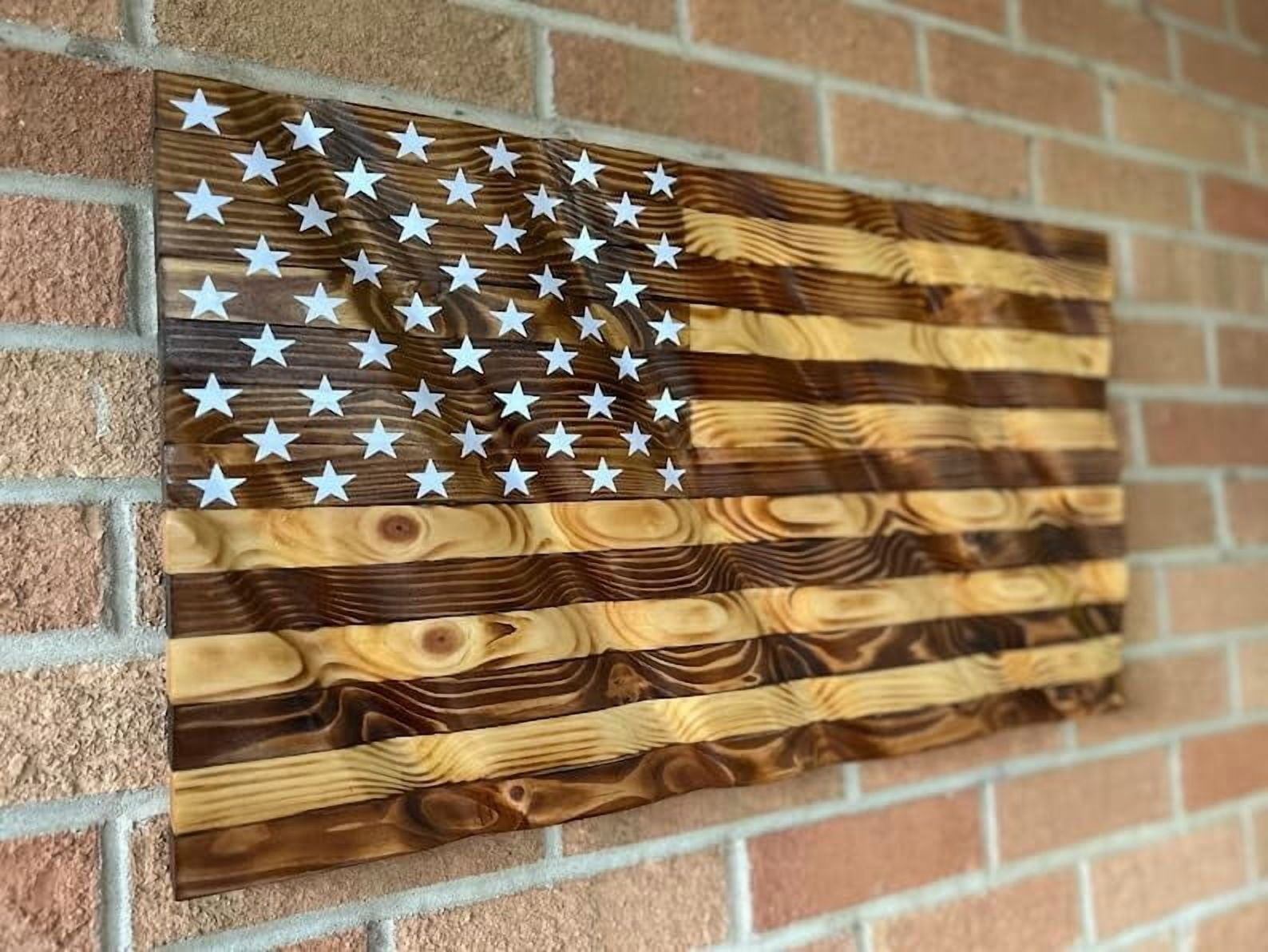 Handmade Wavy Wooden American Flag 36 Inch - Walmart.com