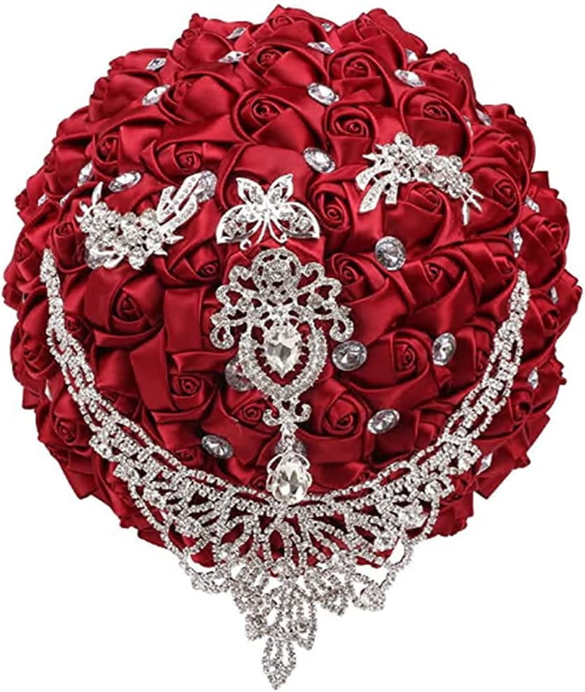 Handmade Wedding Bride Bridesmaid Bouquet, Silk Rose Holding Toss ...