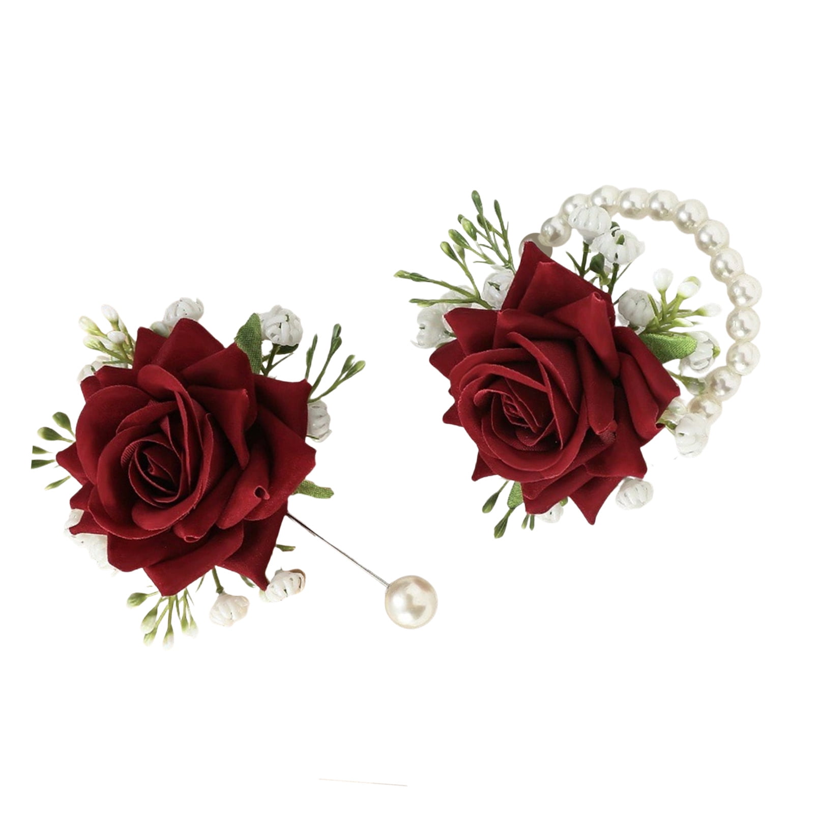 Handmade Wedding Flower Accessories Set with Silk Roses and Pearls ...