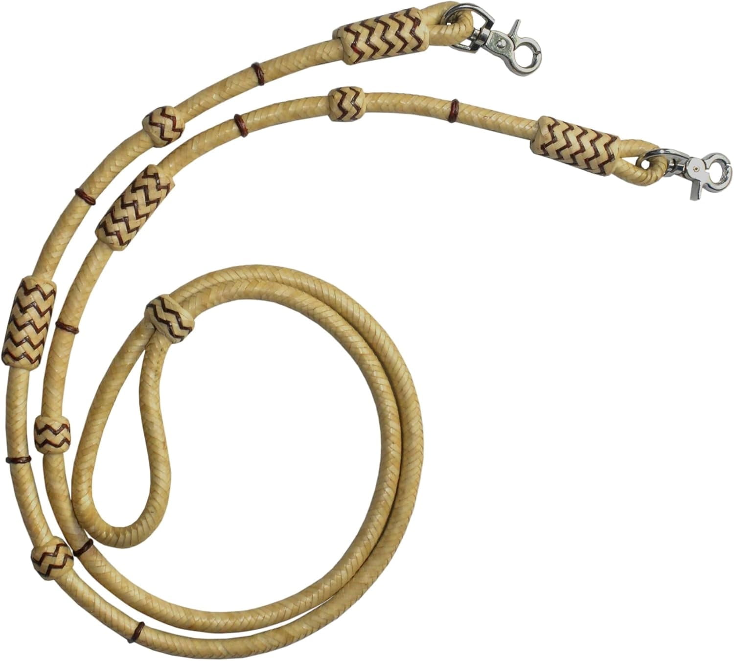 Handmade Western Roping Reins with Black Braided Knots – Nylon Rope ...