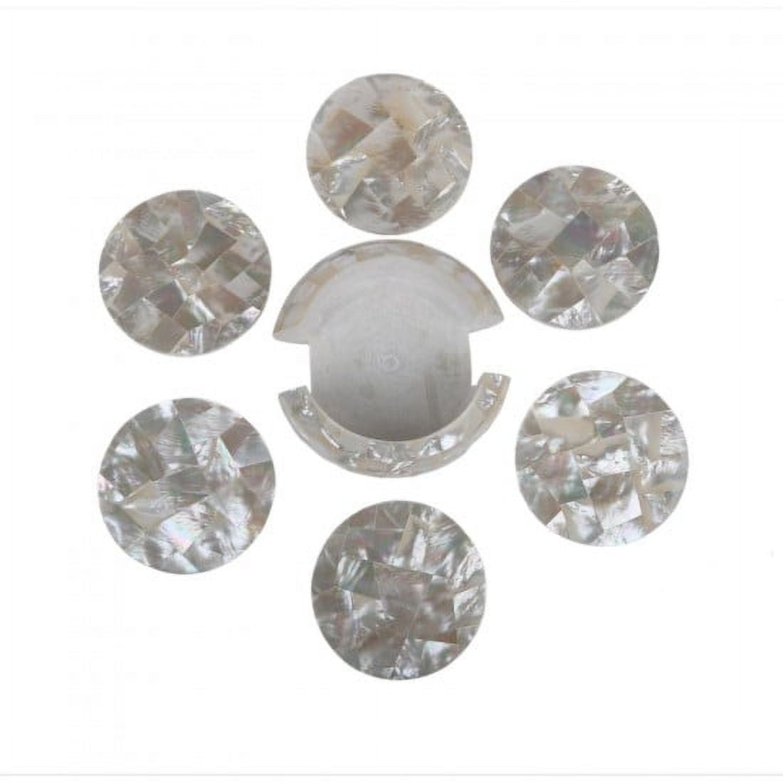 Handmade White Marble With Real Mop Stone Coaster Set With Holder ...