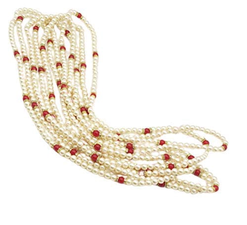 Handmade White and Red Pearl Welcome Mala Chain for Any Occasion Or ...