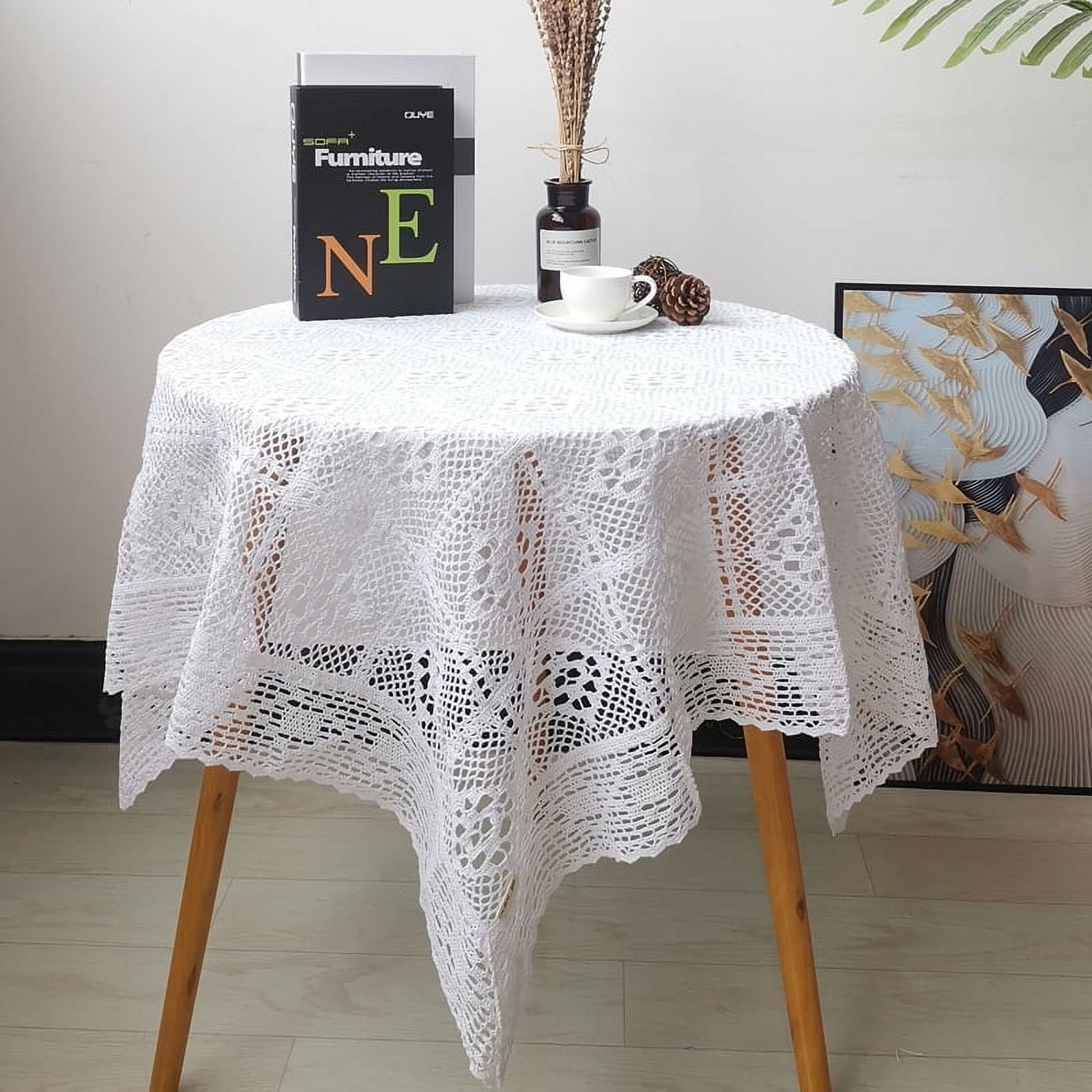 Handmade White Tablecloth Lace Doily Hollow Crochet Tablecloths Table ...