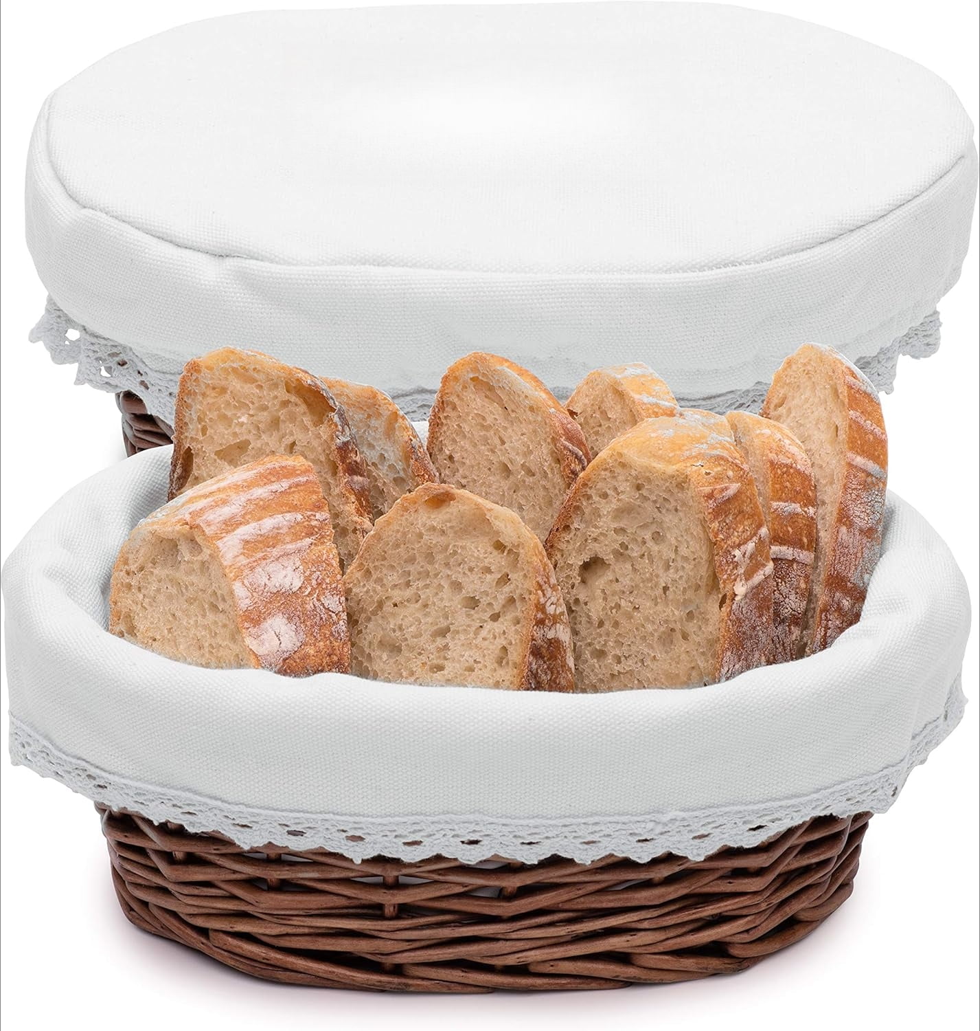 Handmade Wicker Bread Basket Set - 11 Inch Sourdough Bread and Pastry ...