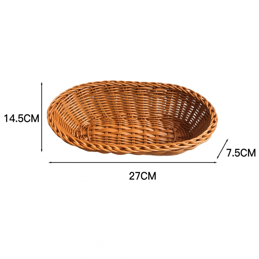 Handmade Wicker Woven Basket Bread Serving Tray Simulation Rattan ...