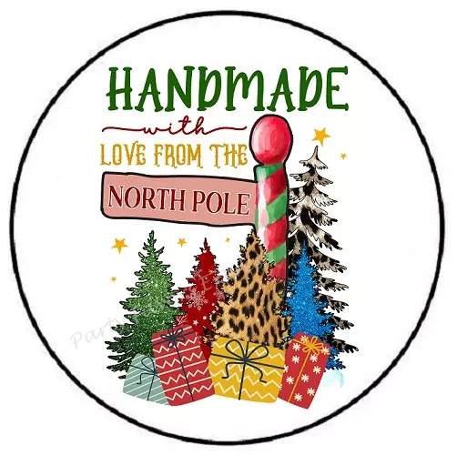 Handmade With Love From The North Pole Sticker Favors Envelope Seals ...