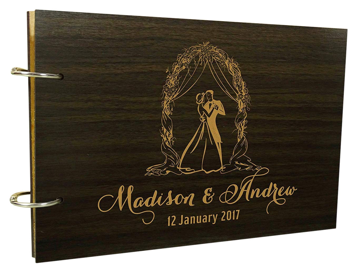 Handmade Wood Engraved Couple Photo Album Personalised Wedding Rustic ...
