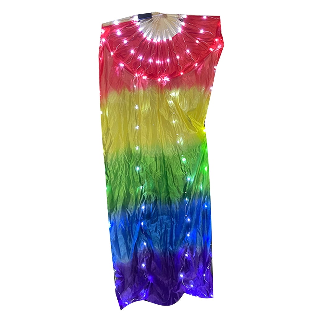 Handmade Wood LED Dance Fan Right Hand Designing Illuminated Long Silk ...