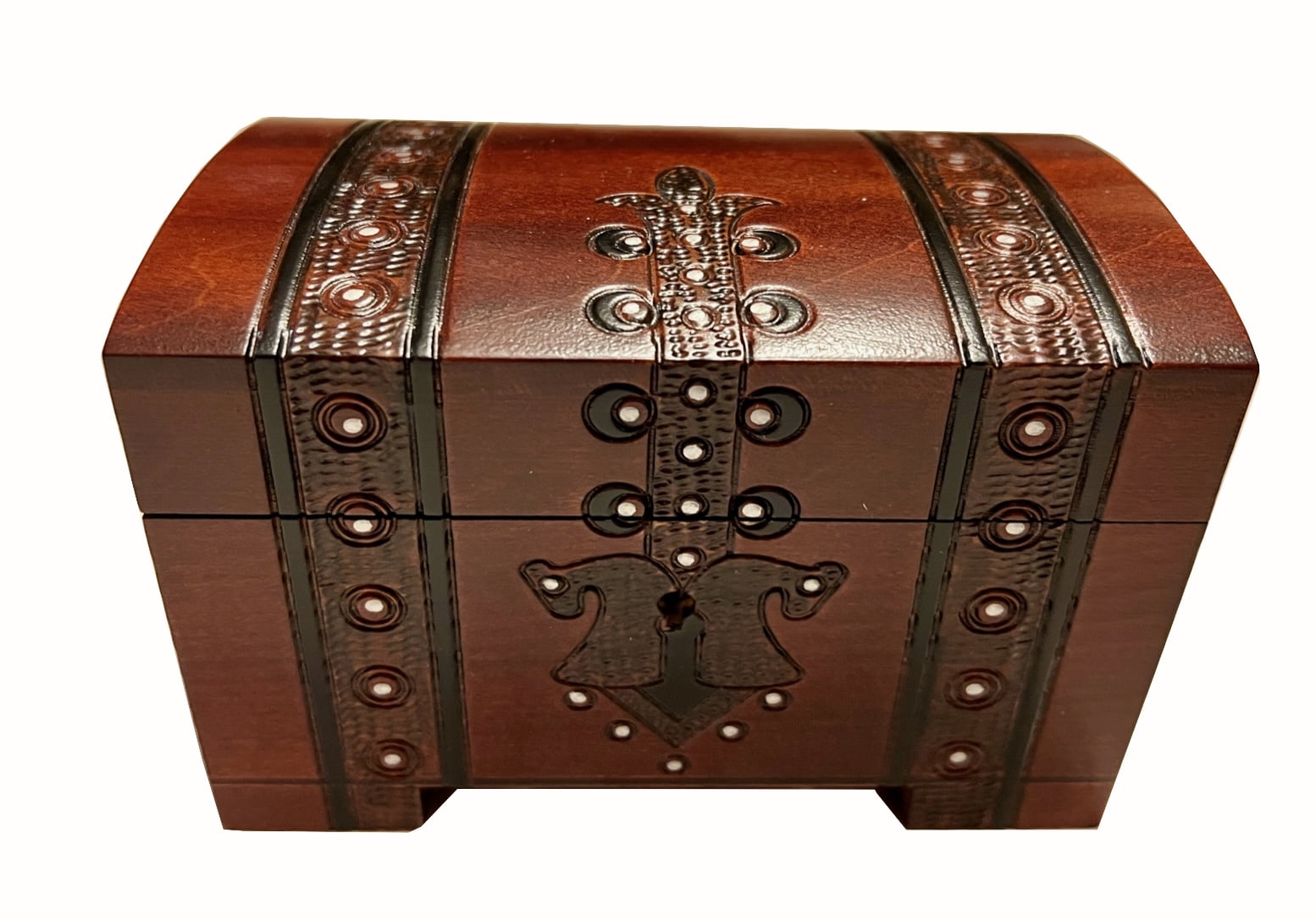 Handmade Wood Treasure Chest Box w/ Lock and Key Linden Wood Pirate ...