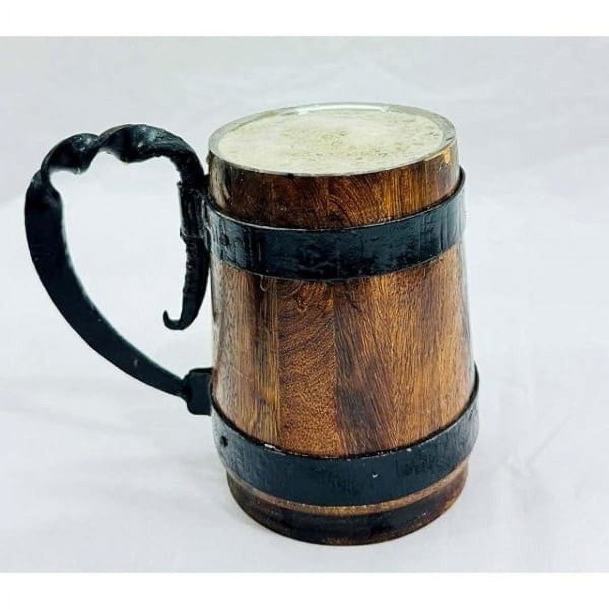 Handmade Wooden Barrel Beer Mug Bucket Shaped Drinkware with Antique ...