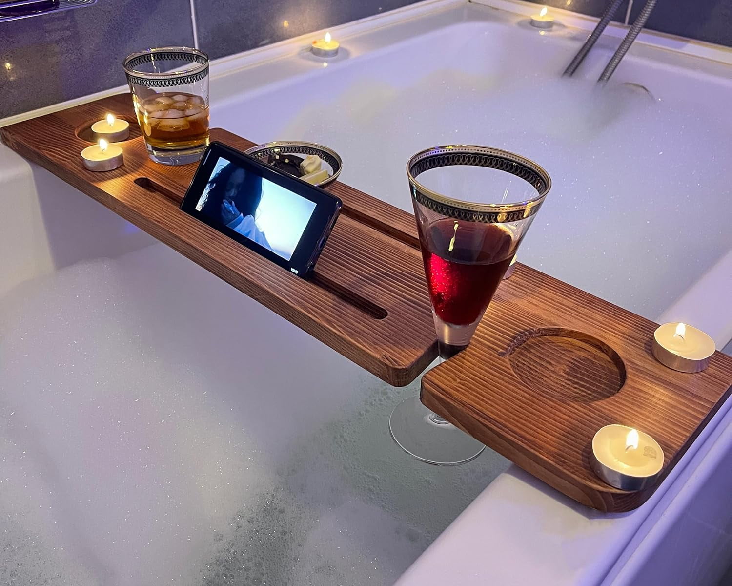 Handmade Wooden Bathtub Tray - 3 Different Size Options - Rustic ...