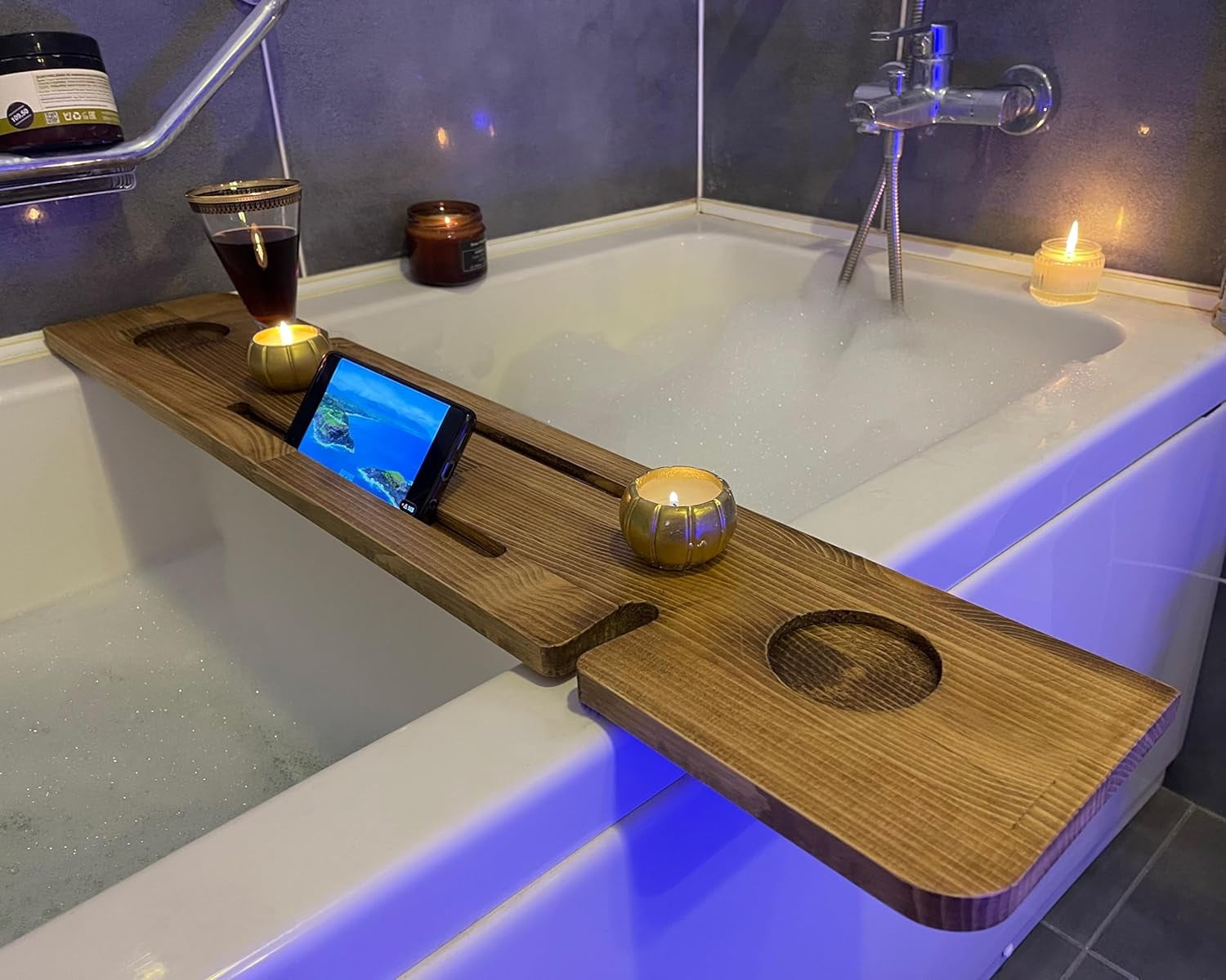 Handmade Wooden Bathtub Tray - 3 Different Size Options - Rustic ...