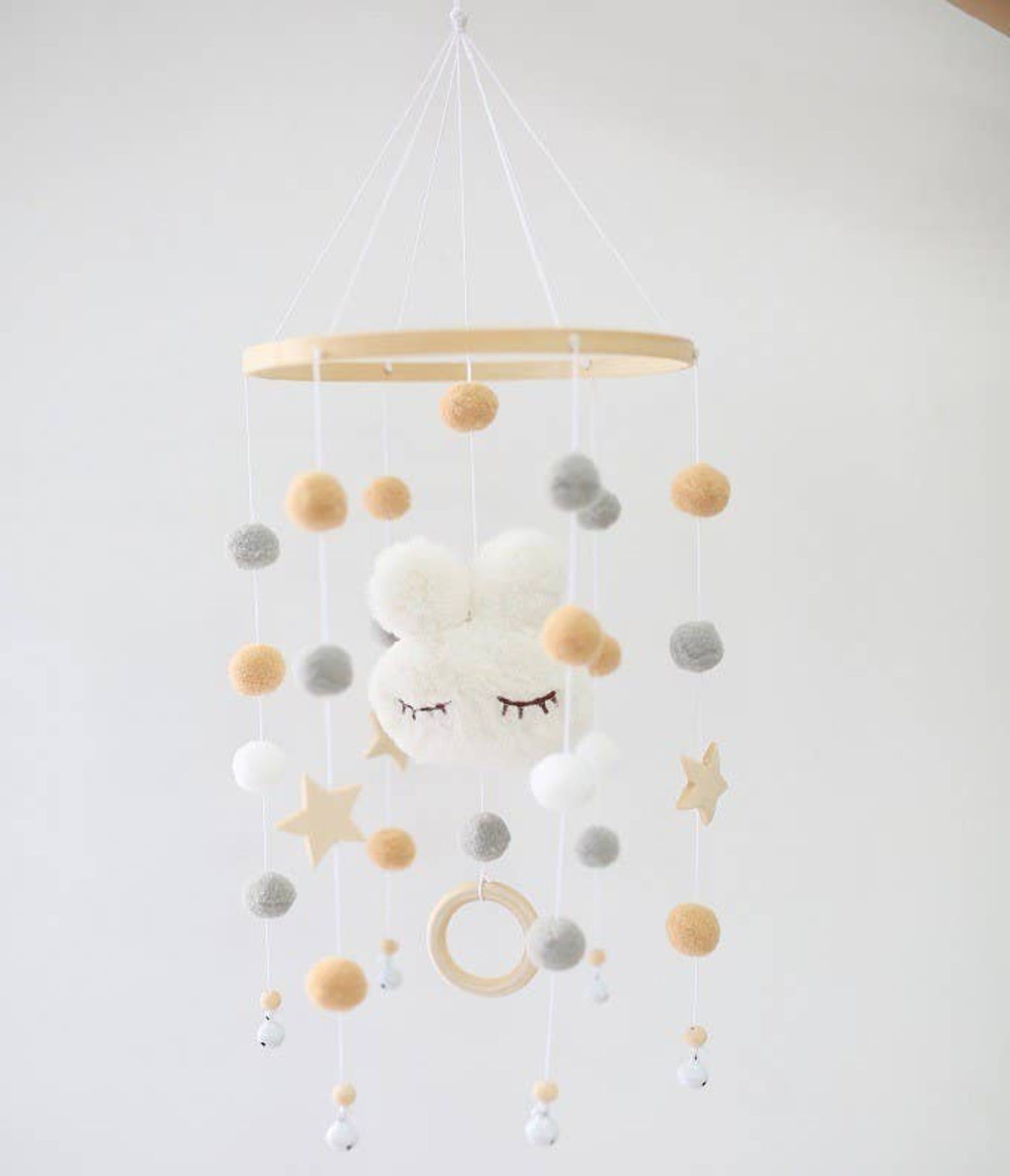 Handmade Wooden Beaded Felt Baby Mobile For Nursery Room - Walmart.com
