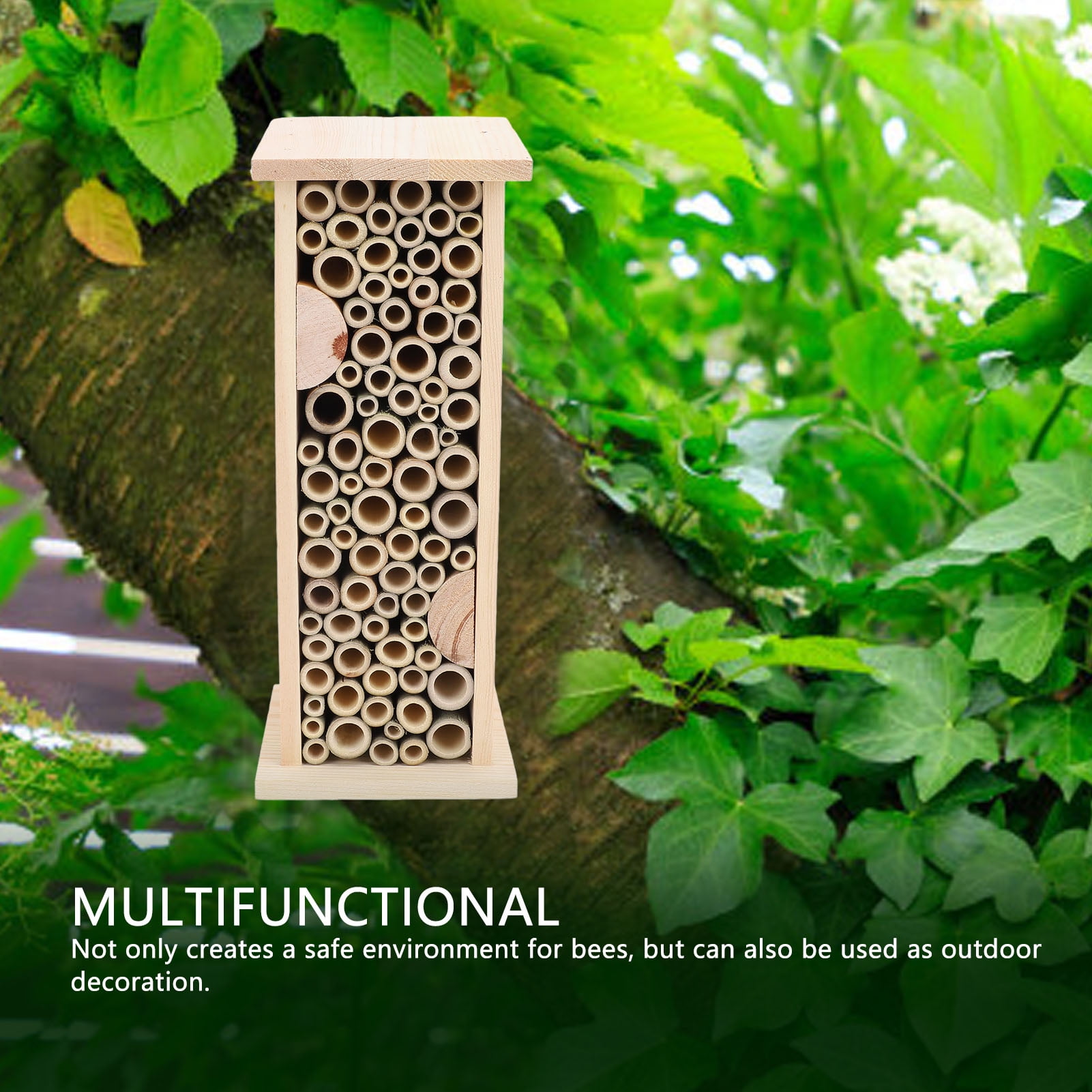 Handmade Wooden Bee House, Safe Outdoor Garden Decor For Solitary Bees ...