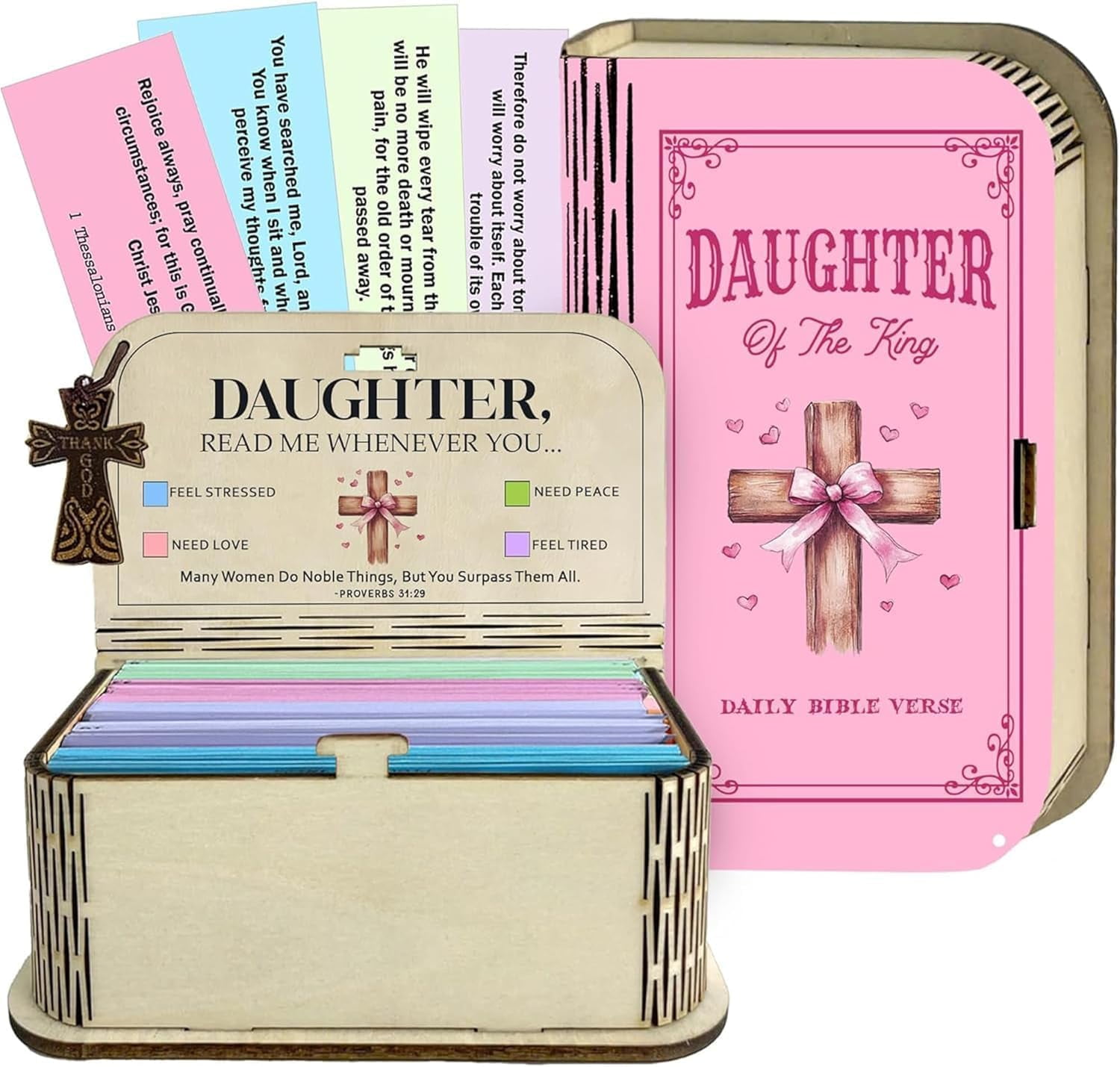 Handmade Wooden Bible Verses Box - Daily Bible Verses, 150PCS Scripture ...