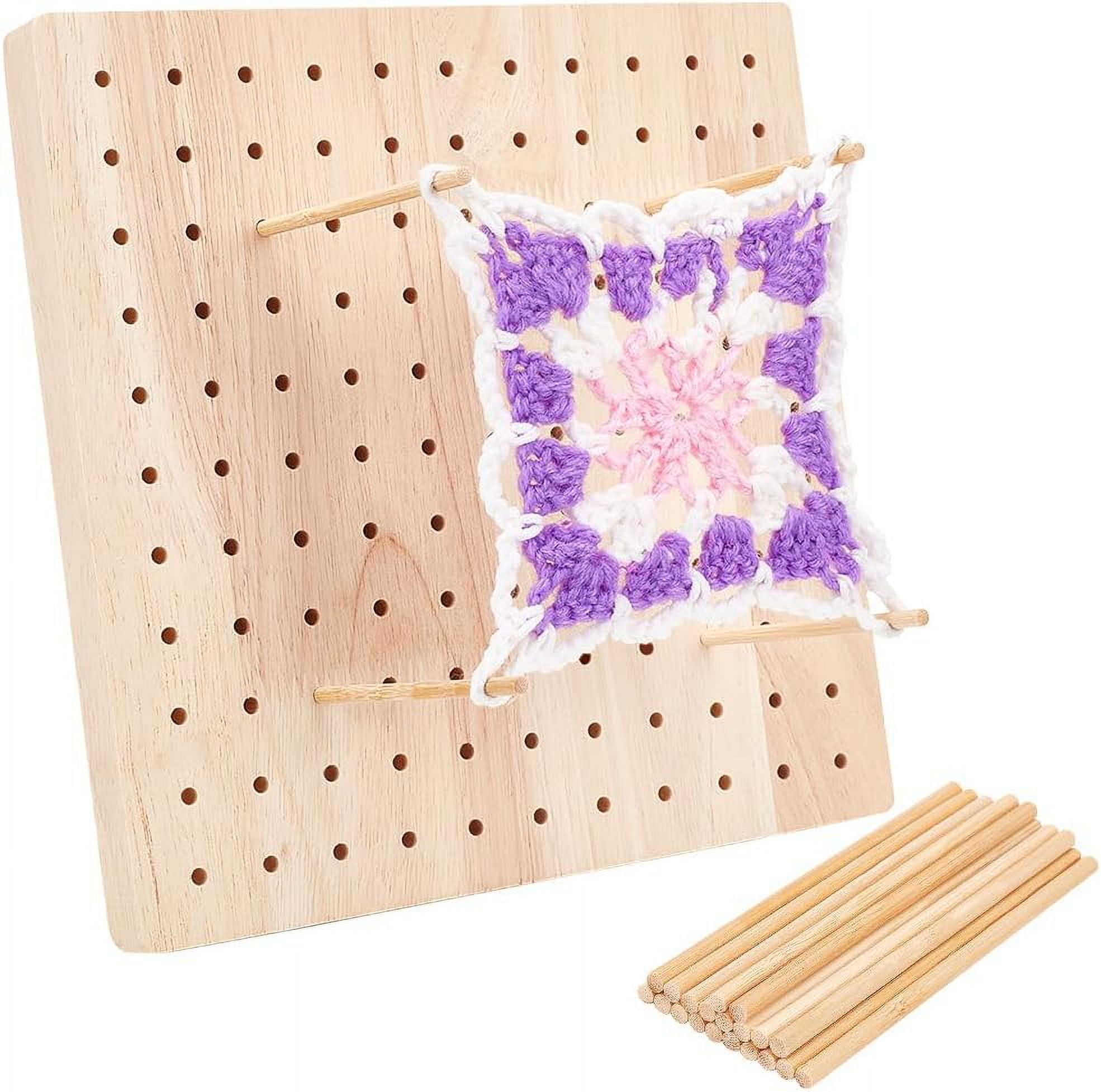 Handmade Wooden Blocking Board Square Crochet Bocking Board with 20Pcs ...